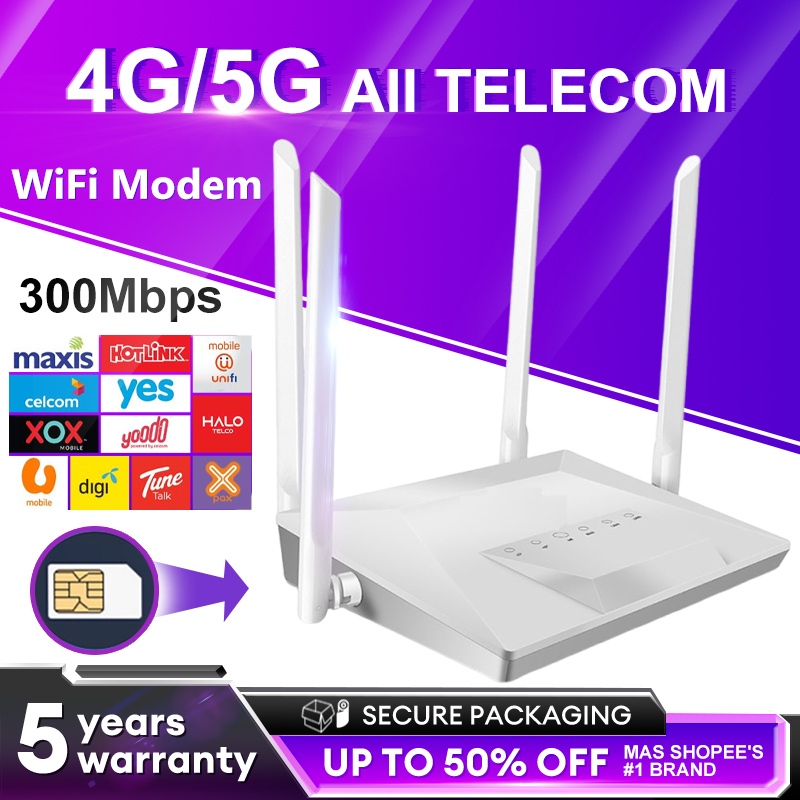 5G LTE Modem Router Sim Card Kompatibel dengan Kebanyakan Telco Pilihan ...