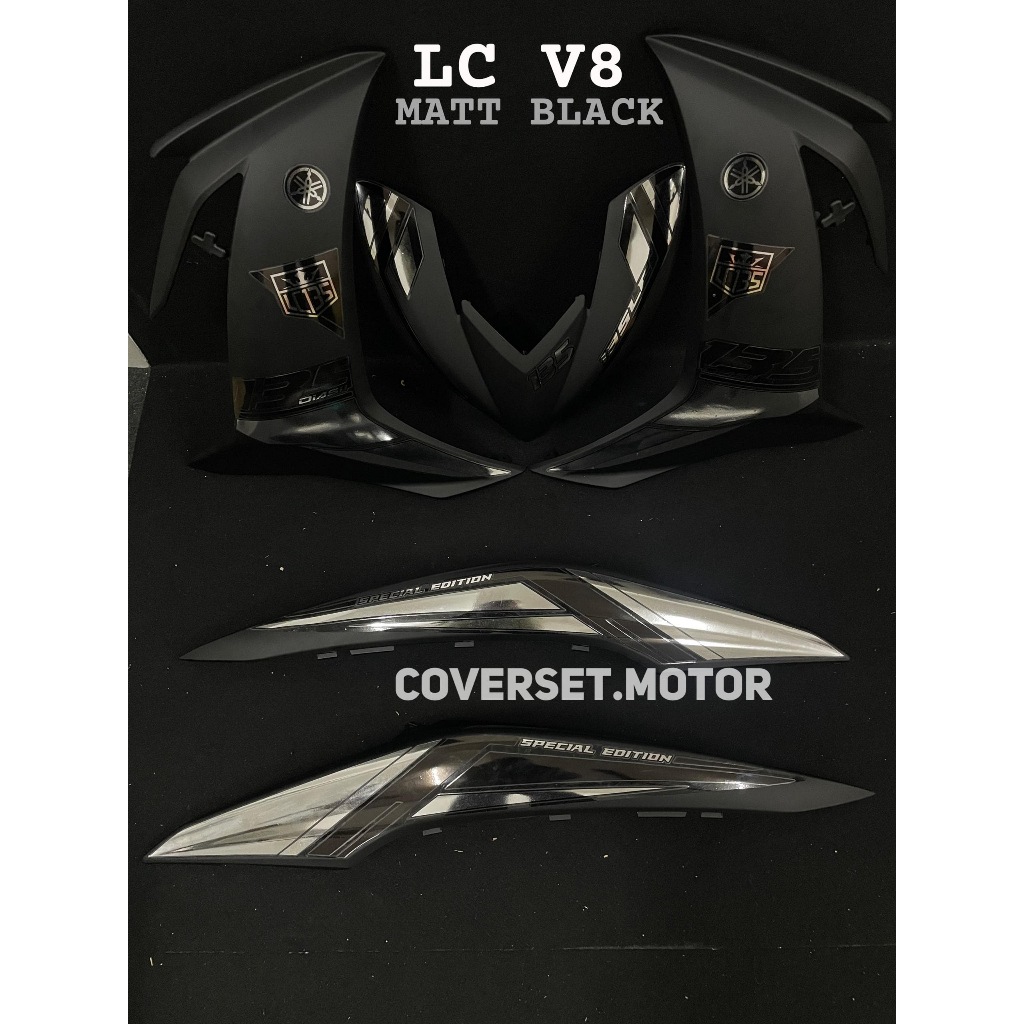 COVERSET LC135 V1 V2 V3 V4 V5 V6 V7 V8 CHROME STICKER SET MATT BLACK ...