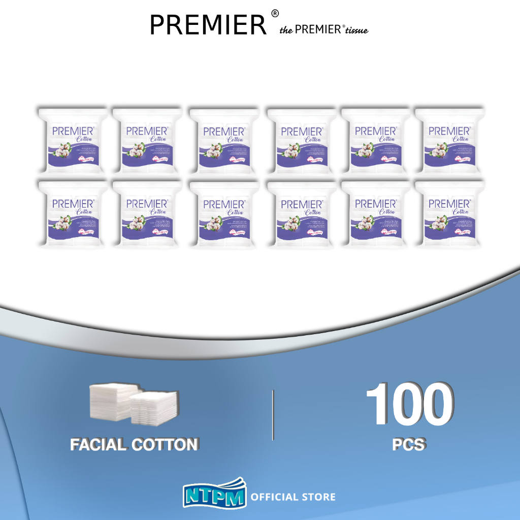 PREMIER Facial Cotton (100's) x 12 Packets | Shopee Malaysia