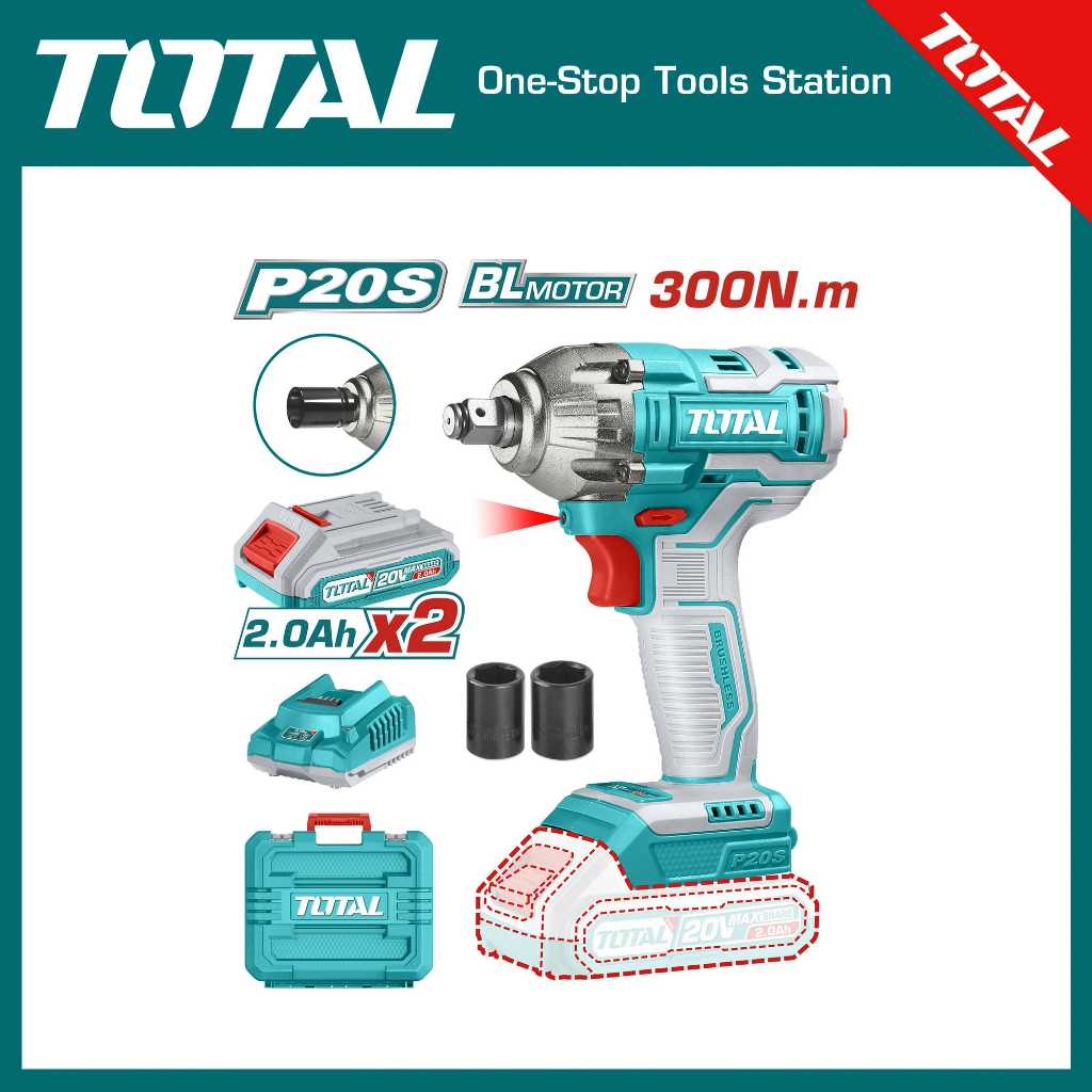 TOTAL Brushless motor Cordless impact wrench 20V TIWLI2038 | Shopee ...