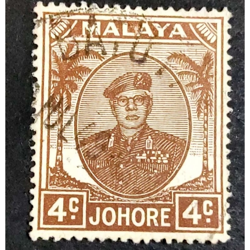Malaya 1949 Johore Johor Sultan Ibrahim 4c - 1pc Used Stamp / Setem ...