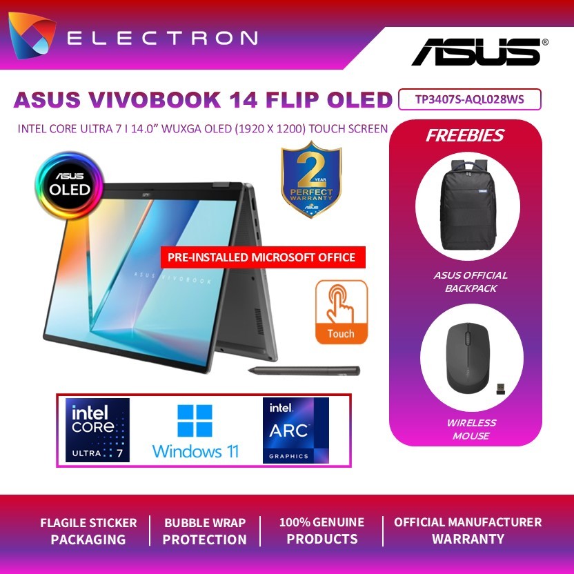 Asus Vivobook 14 Flip TP3407S-AQL028WS 14" WUXGA OLED Touch ( CU7-258V ...