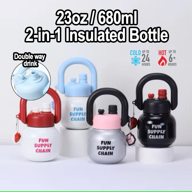 23oz/680ml Cup Tumbler Vacuum flask Tumbler Straw Lid Water Bottle for ...