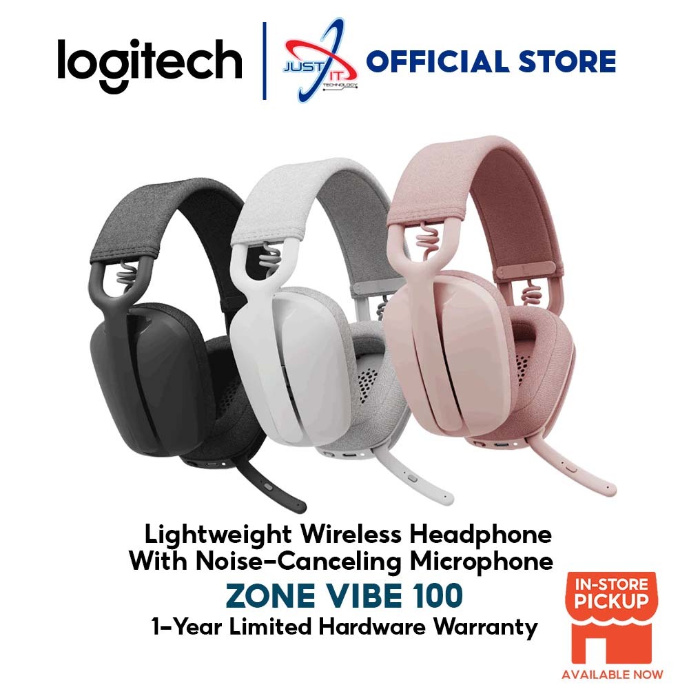 LOGITECH ZONE VIBE 100 LIGHTWEIGHT WIRELESS HEADPHONE WITH NOISE ...