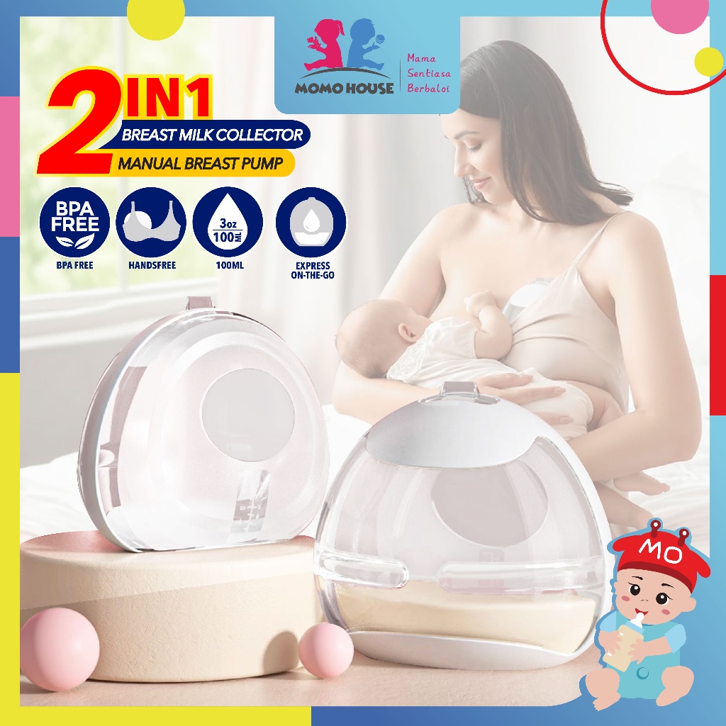 Momo House 2 in 1 Manual Breast Pump And Breast Milk Collector Breast Shield Silicone Breast ...