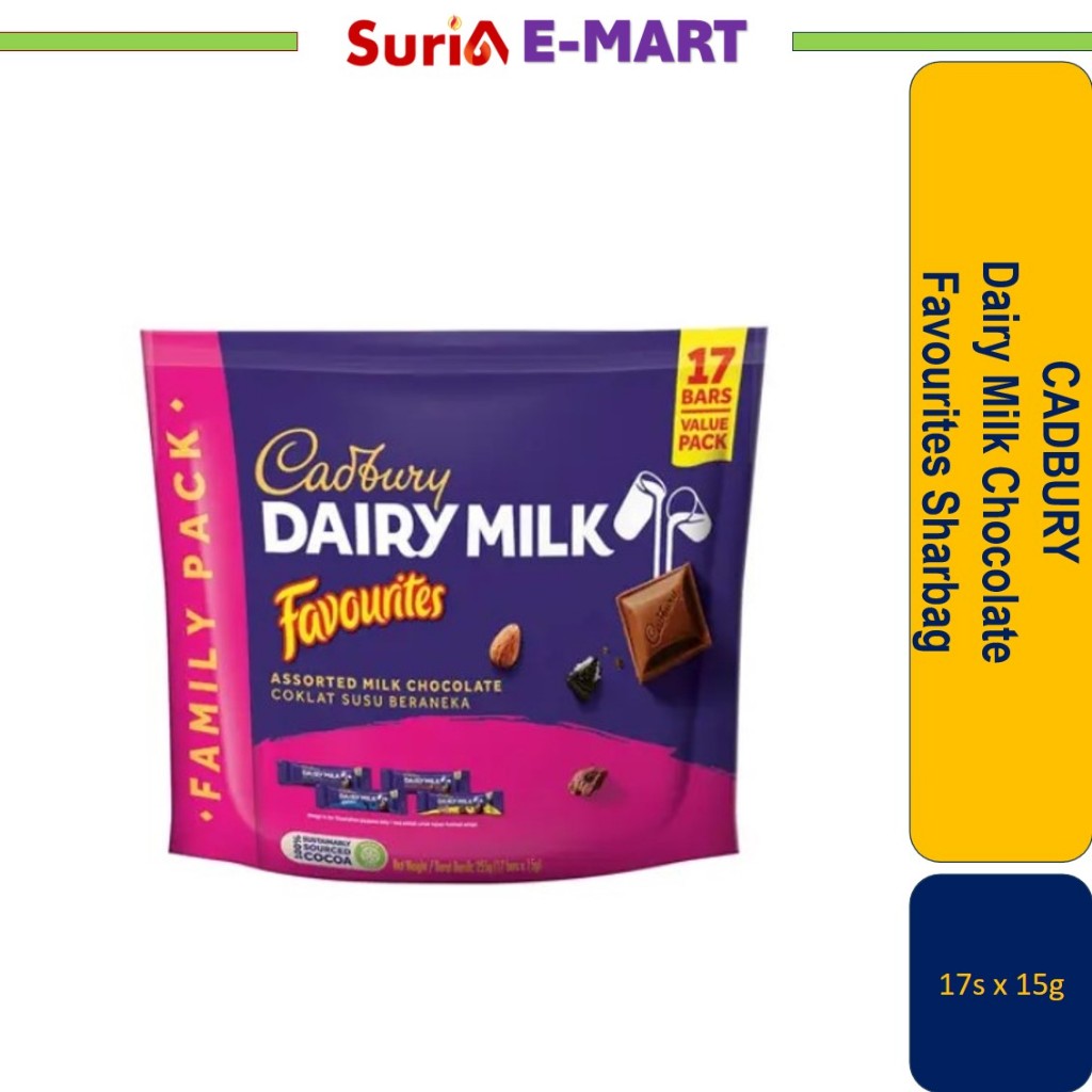 Cadburry Favourites Sharebag Dairy Milk Chocolate 17s x 15g | Shopee ...