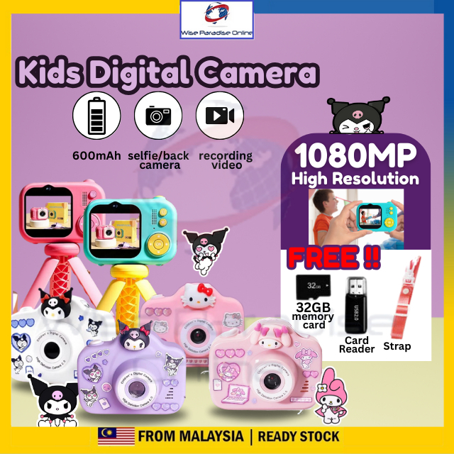 HD 1080MP Kids Camera 32G Sanrio Kuromi Mini Digital HD Screen ...