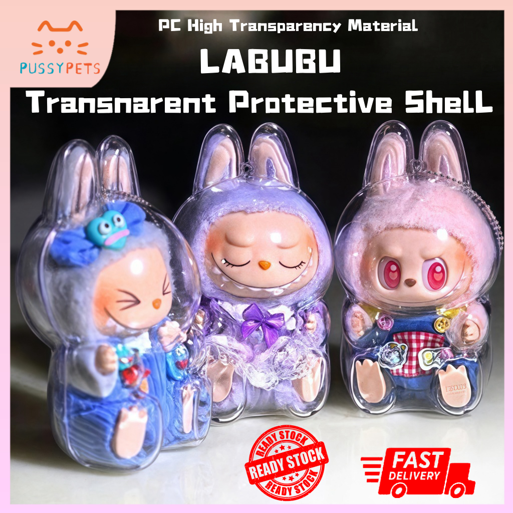 Local Delivery Cute Labubu V1 V2 Transparent Case Creative Bag Pendant ...
