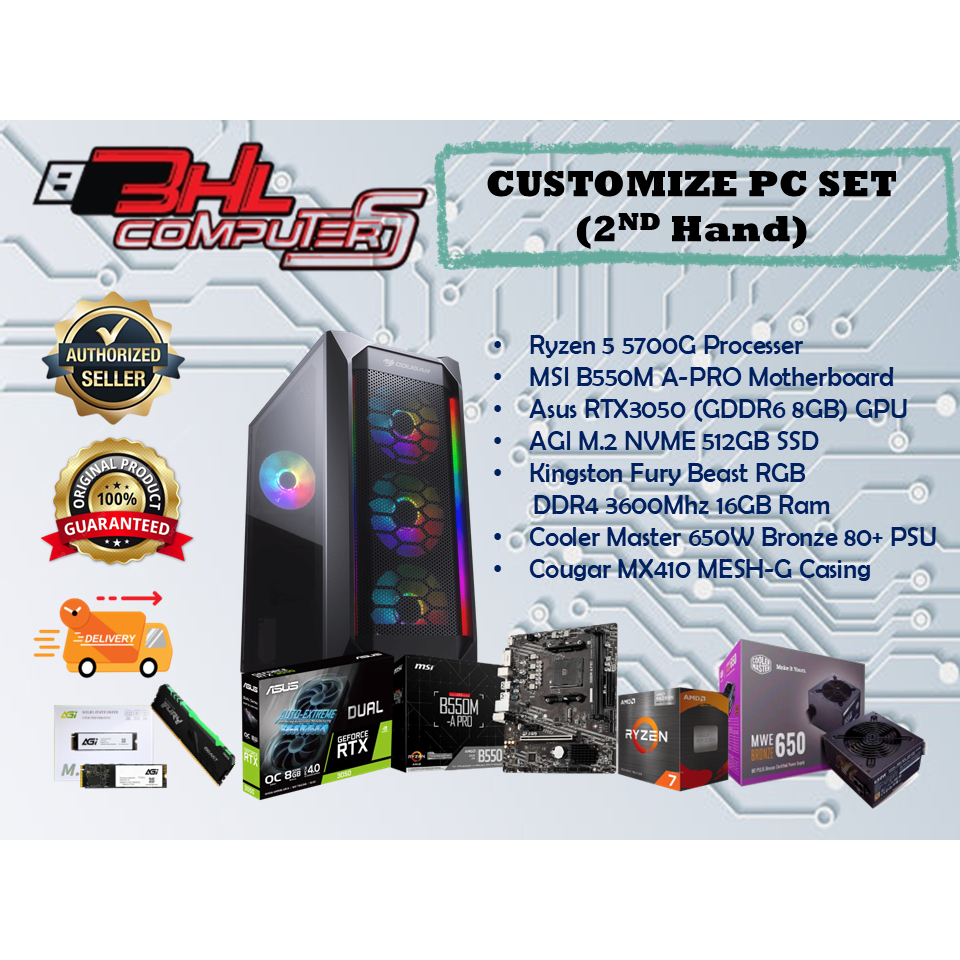 Customize Powerful Gaming PC Set (Ryzen5,16GB,512GB,RTX3050) 2nd Hand ...