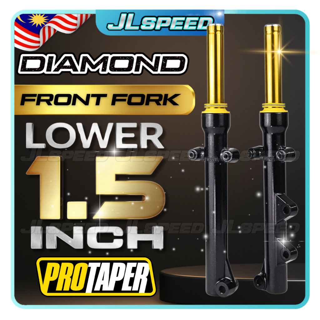 PROTAPER Diamond Black Front Fork Depan Assy Gold Tube Siap Turun 1.5 Inch Pnp Y15 Y15ZR Y16 ...