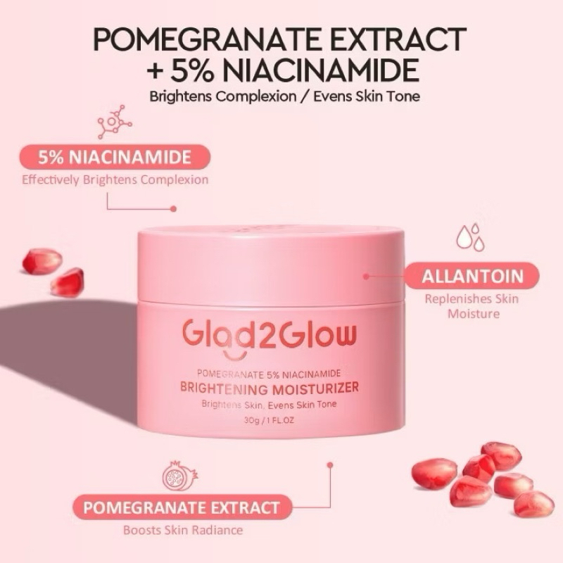 100% original g2g Pmomegranate Niacinamide Brightening Moisturizer Whitening Glowing Day Facial ...