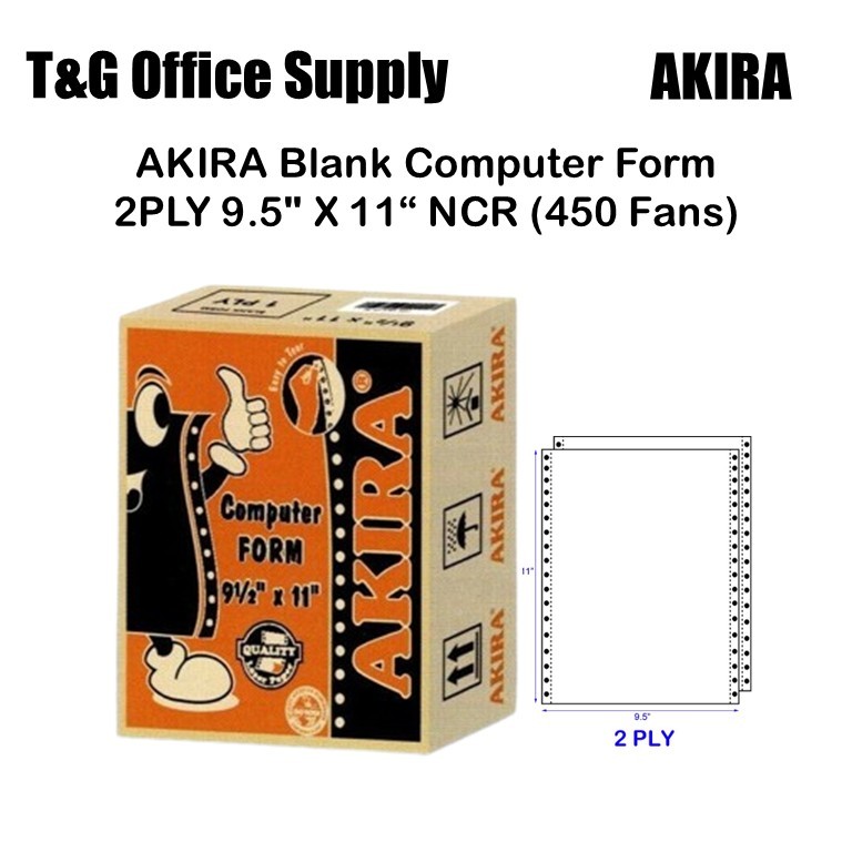 AKIRA | 2 Ply 9.5'' X 11'' NCR Blank Computer Form (450 Fans/per Box ...
