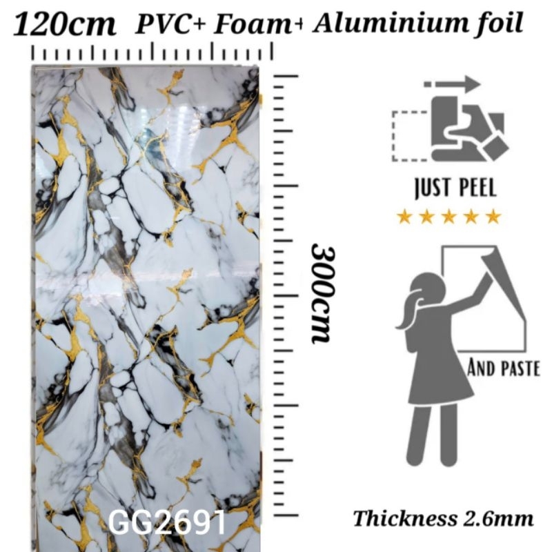Flexi Marble Sheet /120 x 300cm/Self Adhesive/Easy install | Shopee ...