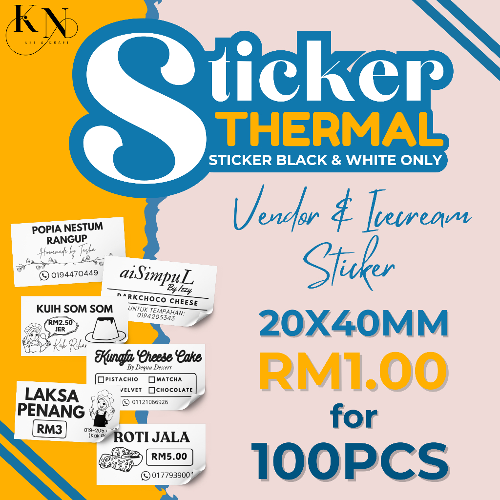 {STICKER MURAH 100PCS} Label sticker aiskrim malaysia murah STICKER ...
