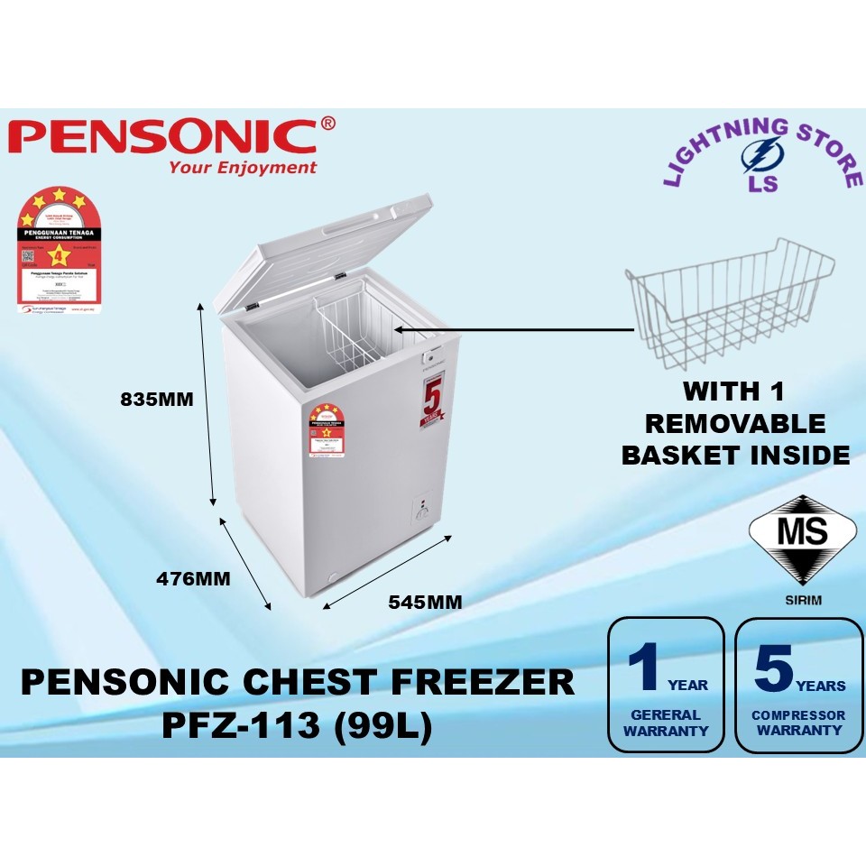 [NUR] Pensonic Chest Freezer (99L) PFZ-113 Dual Function Chest Freezer ...