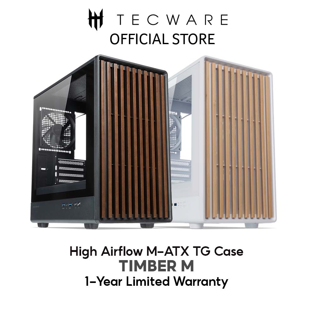 Tecware Timber M M Atx Timber Atx Tg Desktop Pc Case Casing Black White Shopee