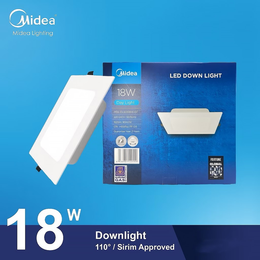 Midea Lighting Downlight Square 6" (18W) | Shopee Malaysia