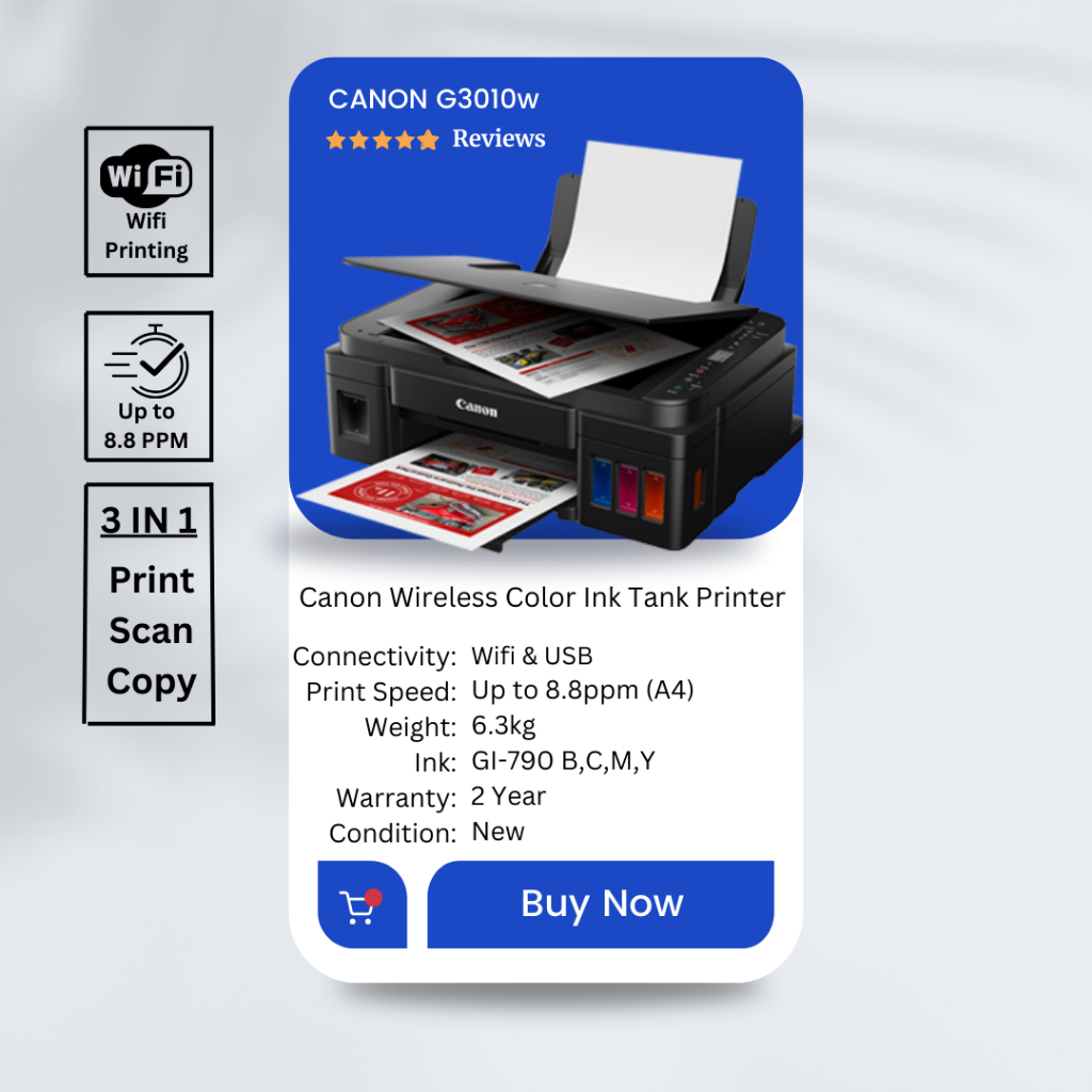 Canon PIXMA G3010 InkTank / EcoTank Wireless Ink Tank Printer 3-In-1 ...
