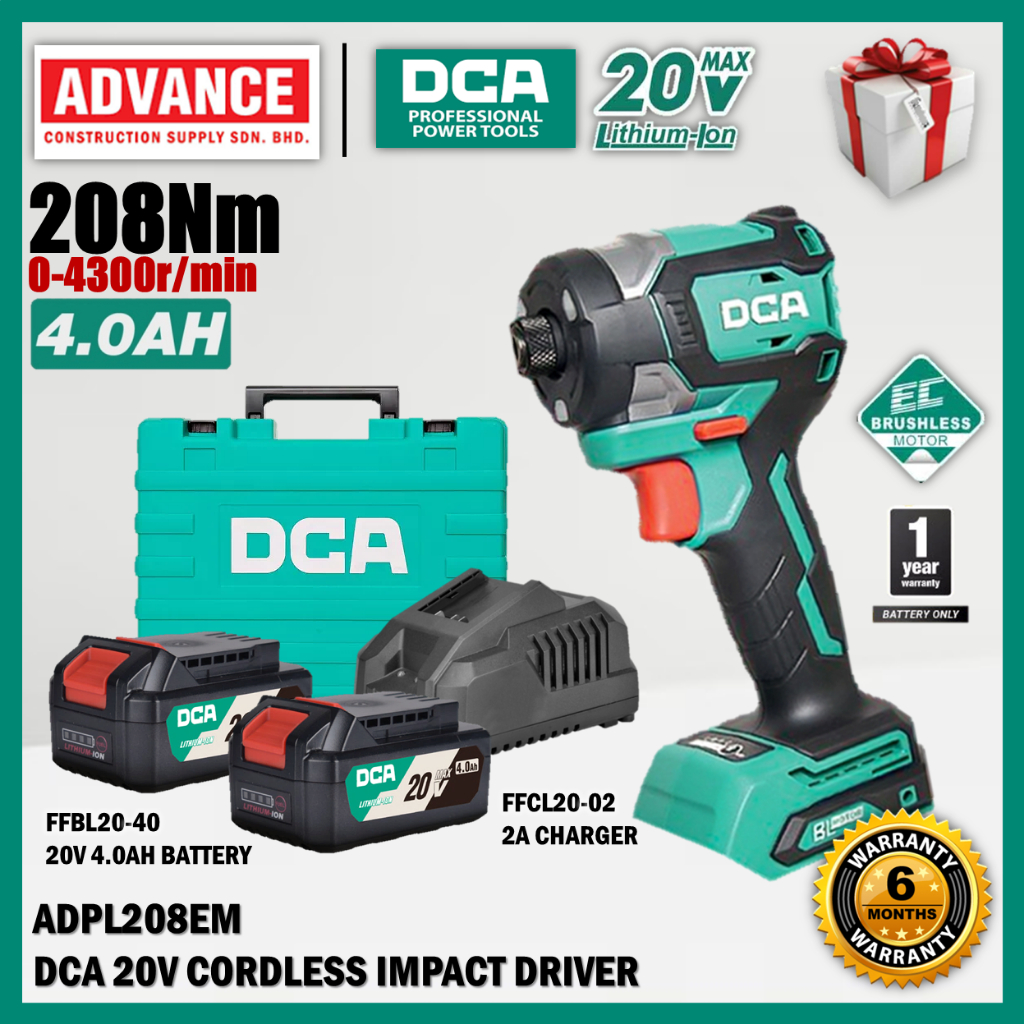 DCA ADPL208 / ADPL208EM 20V Cordless Brushless Impact Driver | Shopee Malaysia