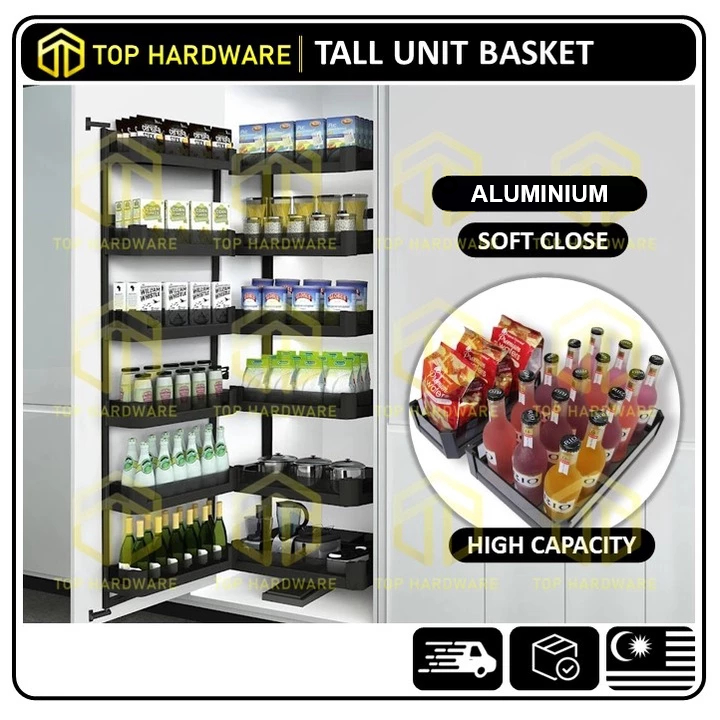 TOP🇲🇾 Tall Unit Basket Space Series Aluminium Glass Multi-Function Soft ...