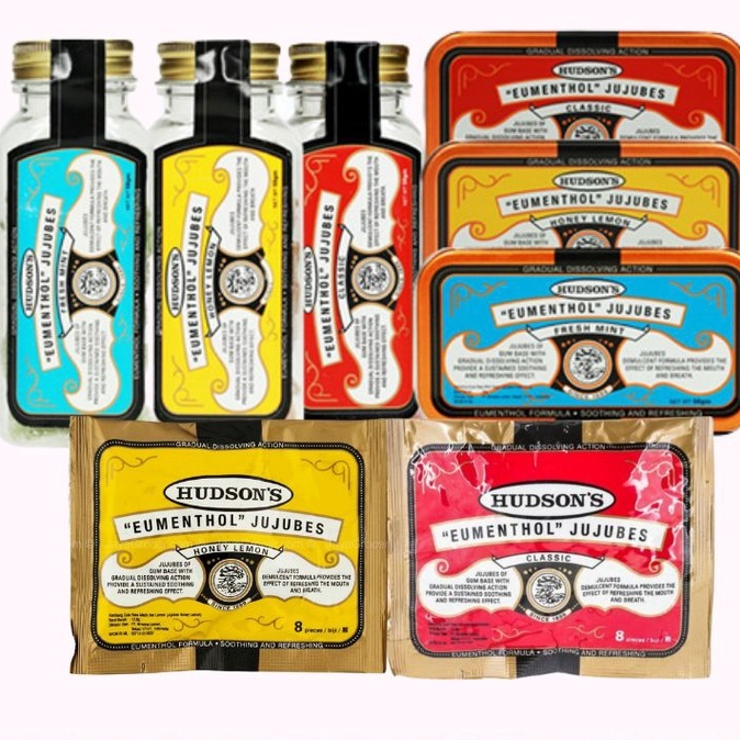 HUDSON'S Eumenthol Jujubes Classic / Honey Lemon (50g-Bottle/Tin) [EXP ...
