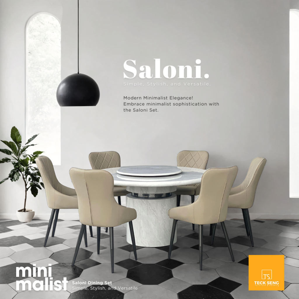 SALONI Dining Set Modern Minimalist Marble Top Stylist Chairs Set ...