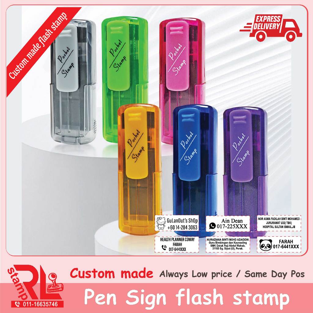 3814 Ready stock /cop nama /cop nama stamp /cop guru /chop custom made /murah rubber stamp ...