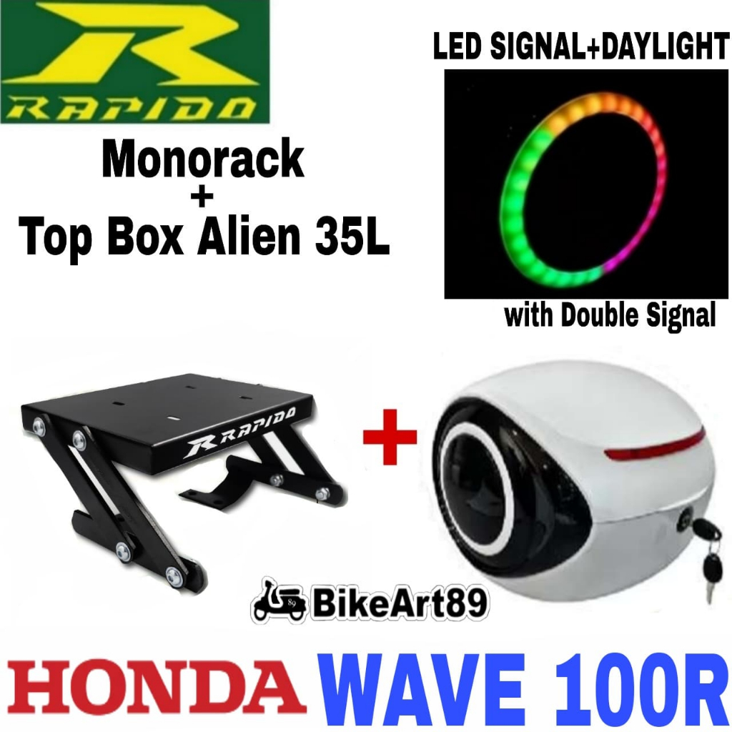 Rapido Monorack Honda Wave 100R Combo Set with Top Box Alien ABS Tail ...