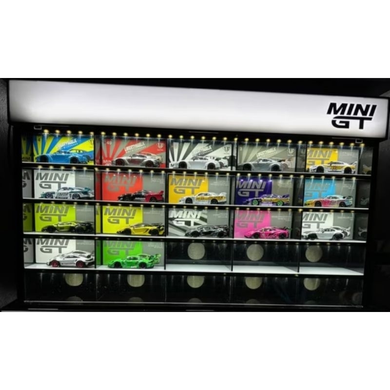 Mini GT 25 Slot Acrylic Display Rack with Led Lights & Sliding Door ...