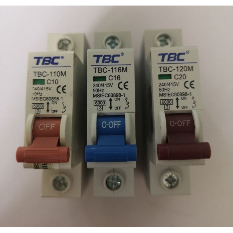TBC 1 POLE MCB 10 / 16 / 20 AMP ELECTRIC MINIATURE CIRCUIT BREAKER FOR ...