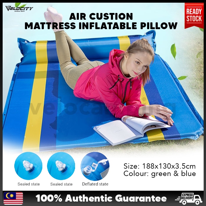 Self Inflating Double Mattress Camping Sleeping Pad Pillows Lightweight ...