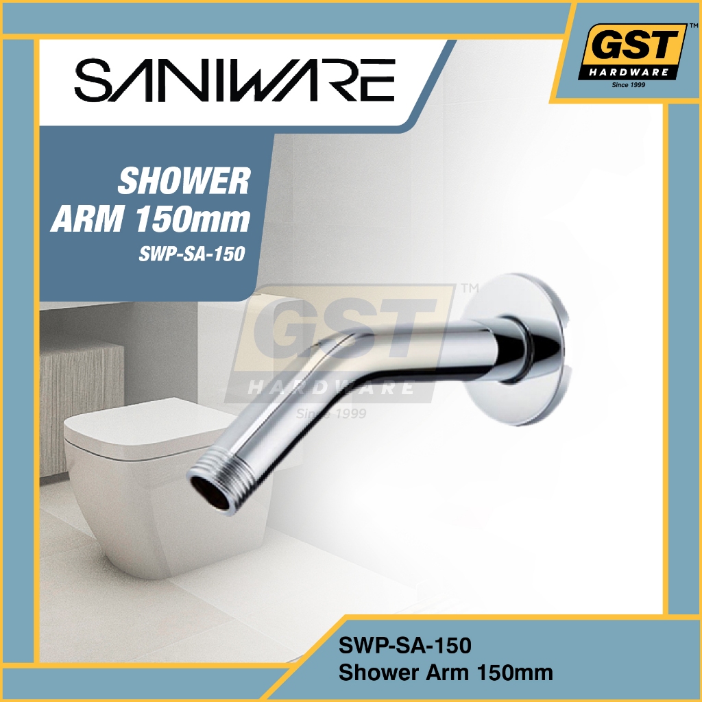 Saniware 150mm Shower Arm Matt Black Rainshower Arm Wall Mounted Shower ...
