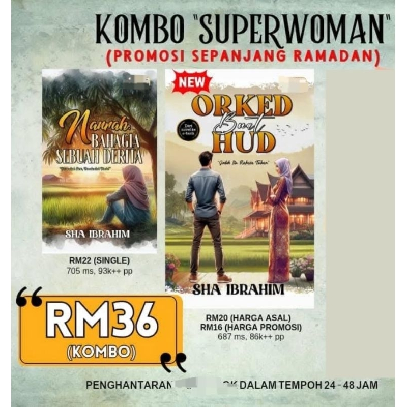 [KOMBO SUPERWOMAN] ORKED BUAT HUD | NAURAH BAHAGIA SEBUAH DERITA - SHA IBRAHIM | Shopee Malaysia