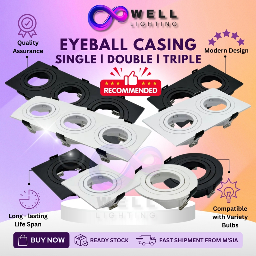 Lampu Siling LED Eyeball Casing Fitting Recessed Spotlight Adjustable ...