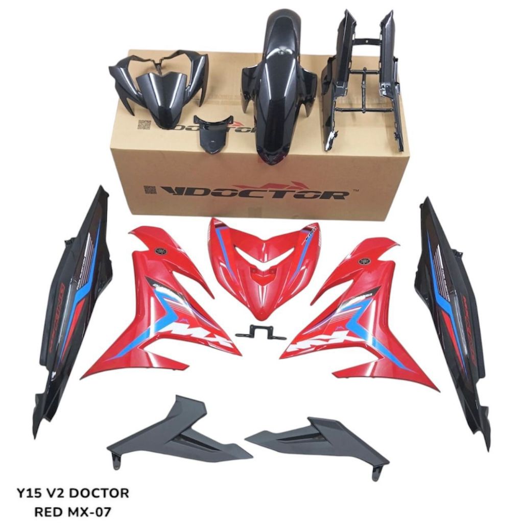 COVERSET BODYSET YAMAHA Y15 Y15ZR V1 V2 RED MX 07 DOCTOR SIAP TANAM ...
