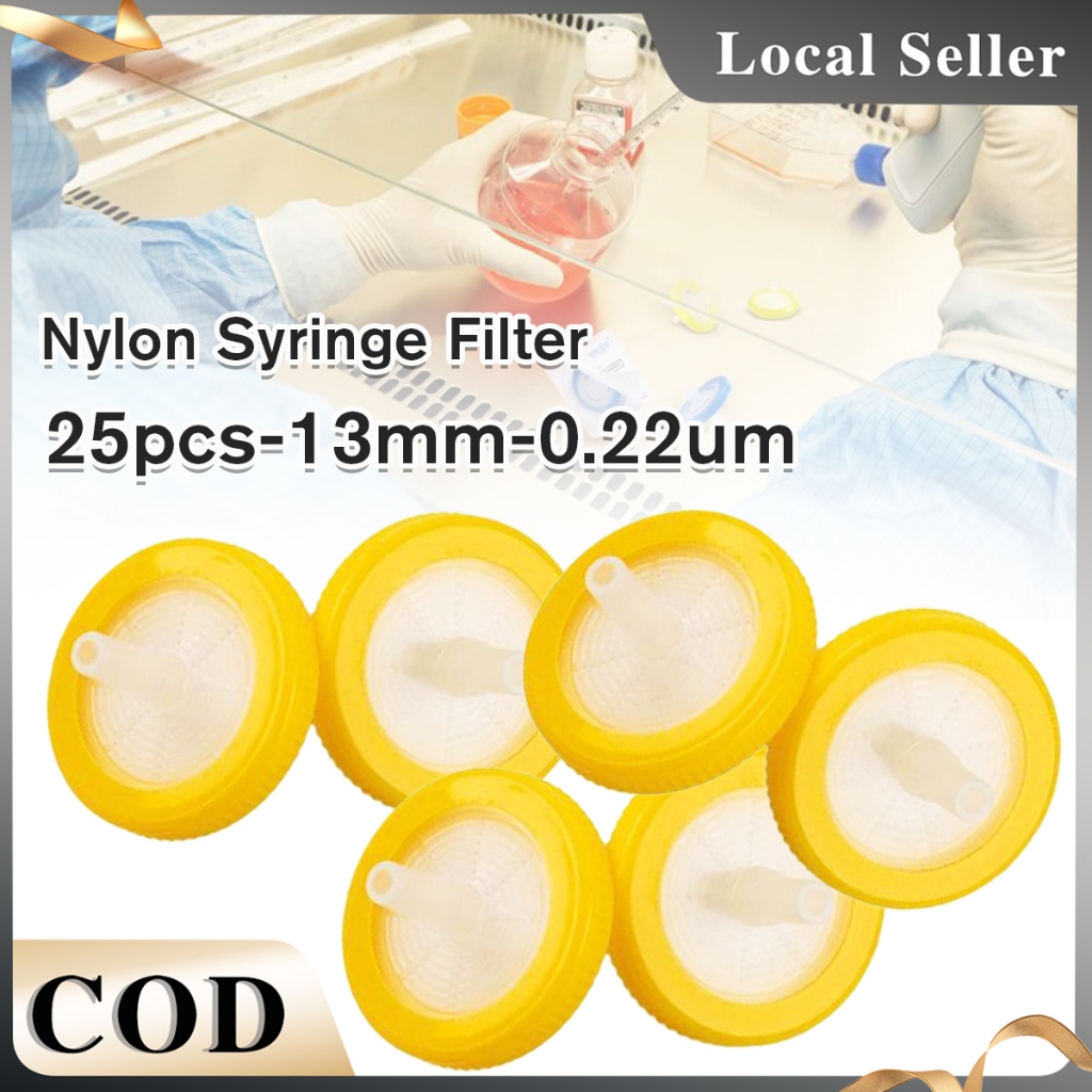 25Pcs Nylon Syringe Filter Membrane 0.22um 13mm Sterile Organic Aqueous ...