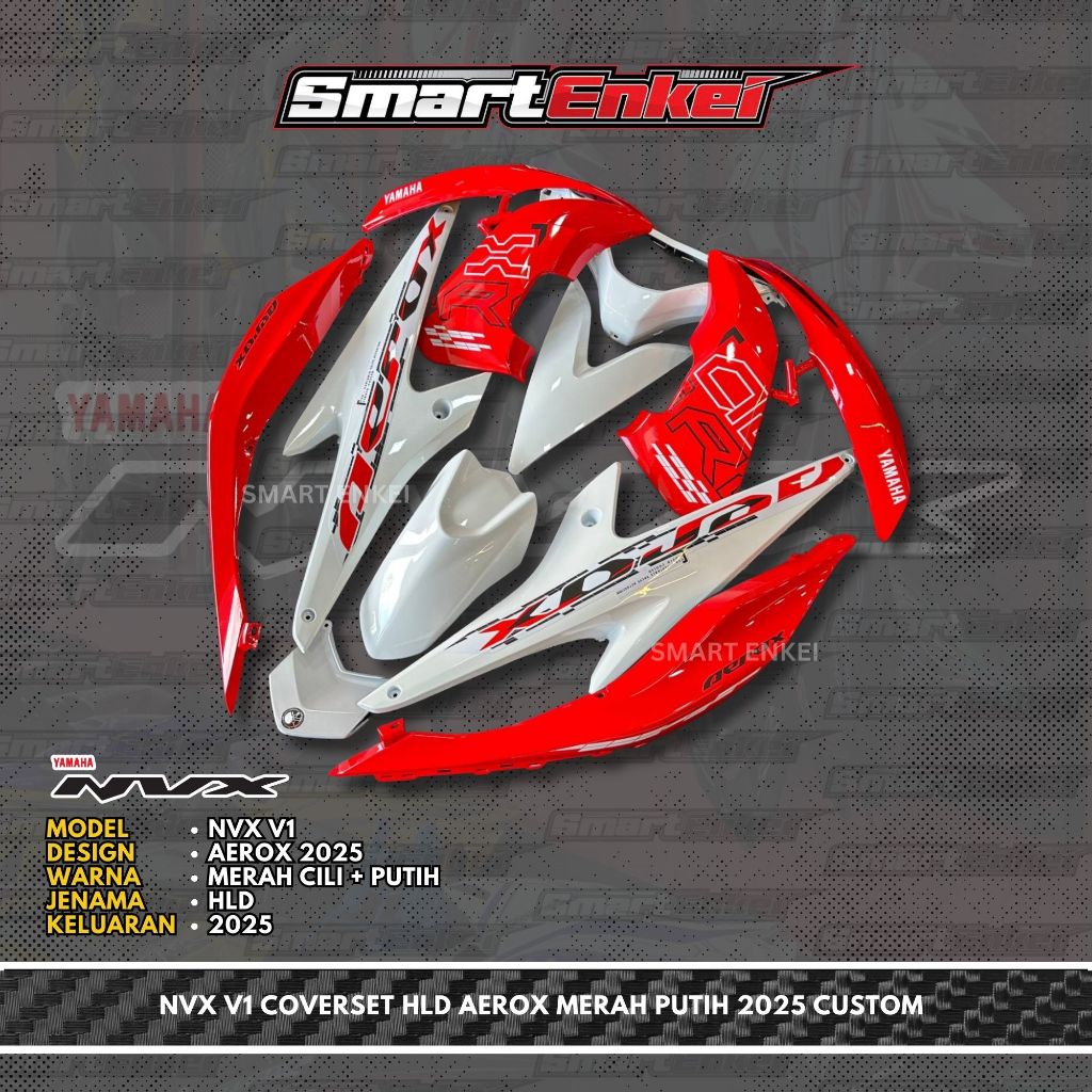 HLD-NVX V1 COVERSET HLD AEROX MERAH PUTIH 2025 CUSTOM | Shopee Malaysia