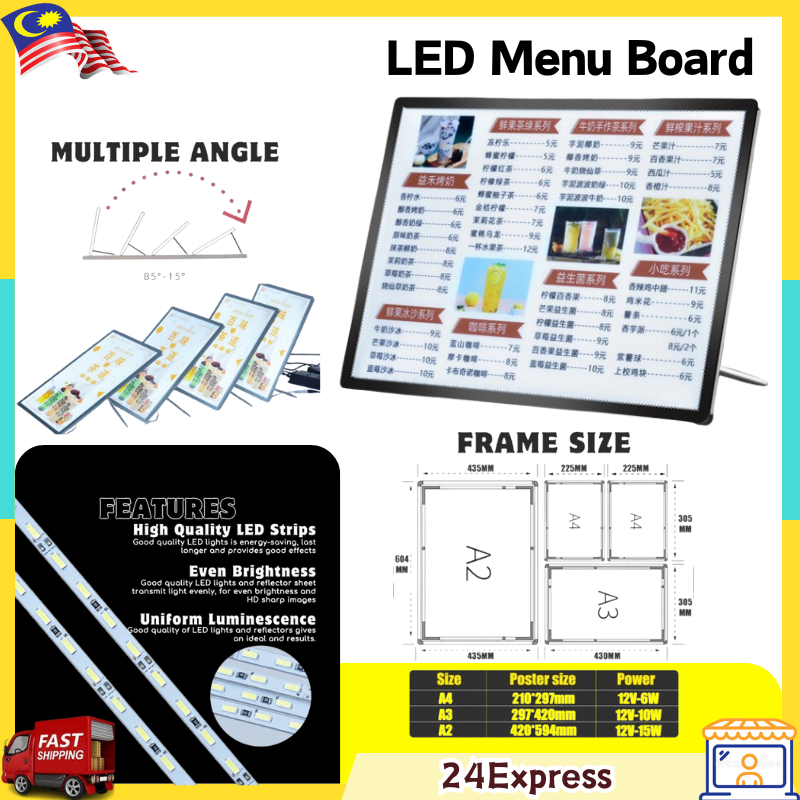 LED Menu Board A3 A4 Table LED Lightbox Menu Countertop Wall Mount LED ...
