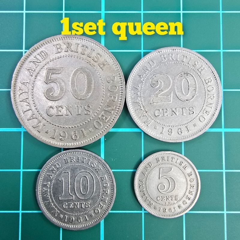 (B20) duit syiling queen tahun 1961 duit syiling lama wang lama duit ...