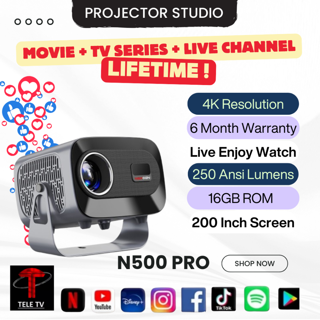 NEXGEN N500 PRO FHD Projector Android 13 with Dual WIFi Band Auto Focus ...
