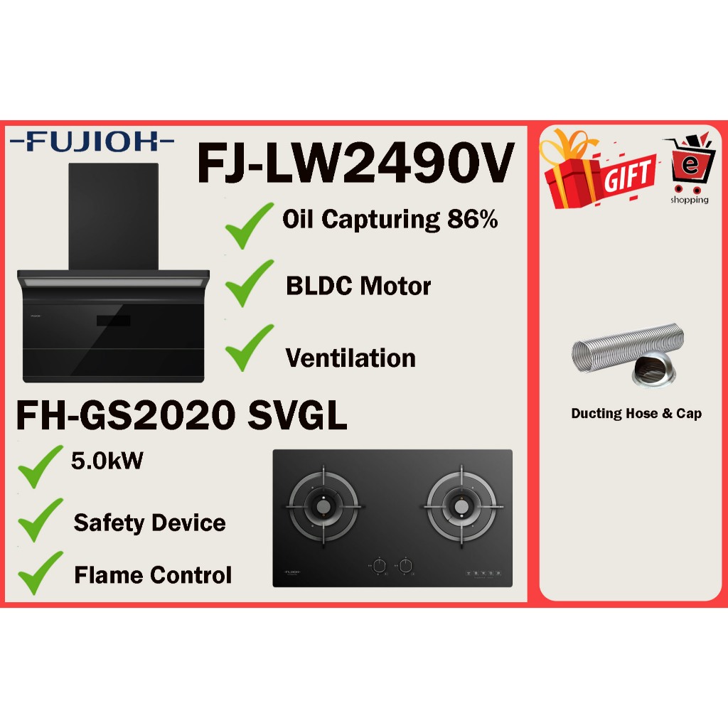 【JOHOR AREA FREE SHIPPING】Fujioh FR-LW2490 L-shaped Cooker Hood / gas ...