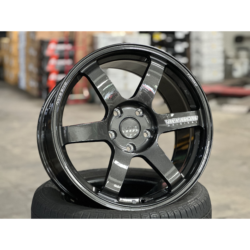 NEW 18X9.5J AOW TE37 Saga Rim (set of 4) Dark Gunmetal 5X120 for Honda ...