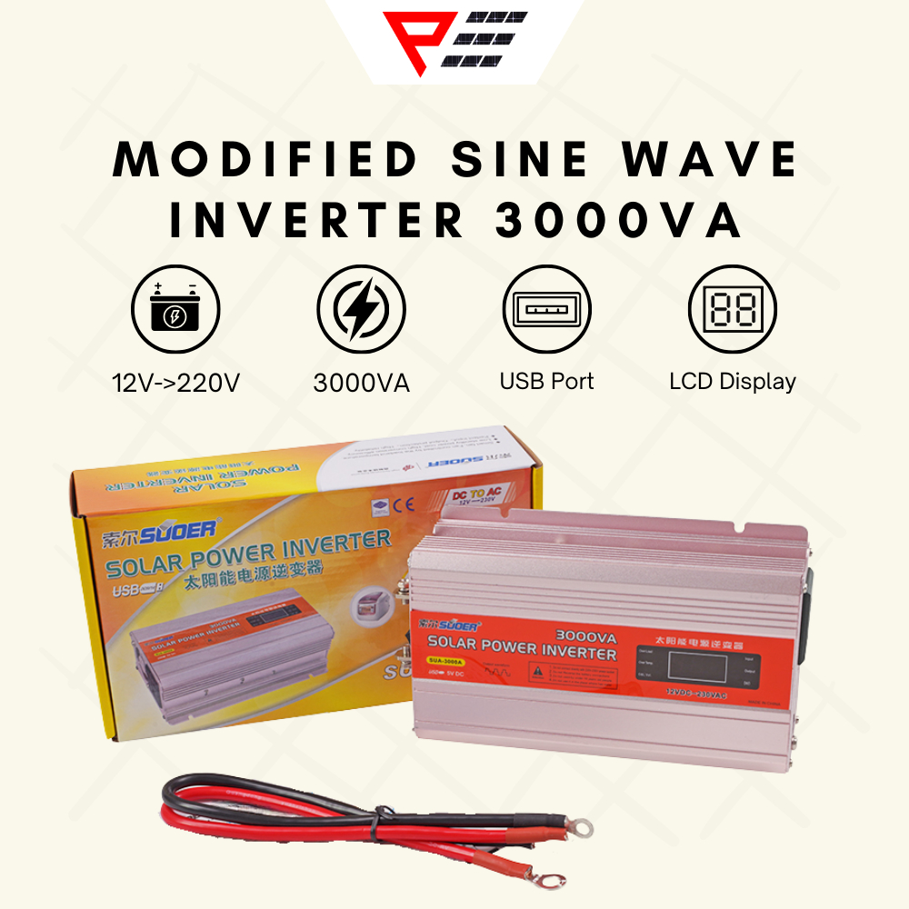 Suoer SUA-3000A Modified Sine Wave Inverter 3000W 12V 220V Power ...