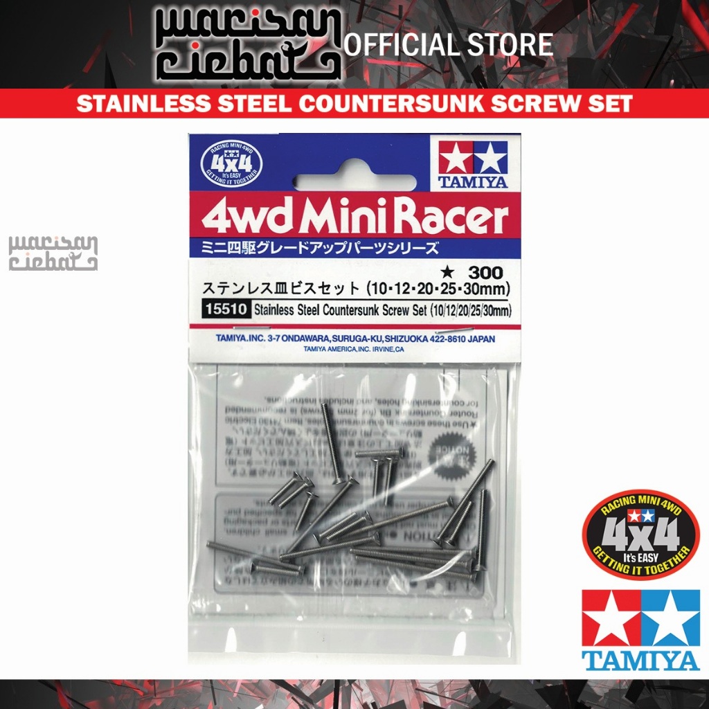 Tamiya 15510 Mini 4wd Stainless Steel Countersunk Set (10/12/20/25/30mm ...
