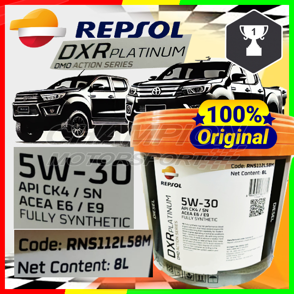 Original Repsol 5W30 DXR Platinum Fully Synthetic Diesel Engine Oil 8L ...