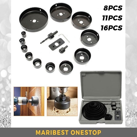 8Pcs / 11Pcs / 16Pcs HSS Hole Saw Set with Hex Wrench Key Hand Woodwork ...