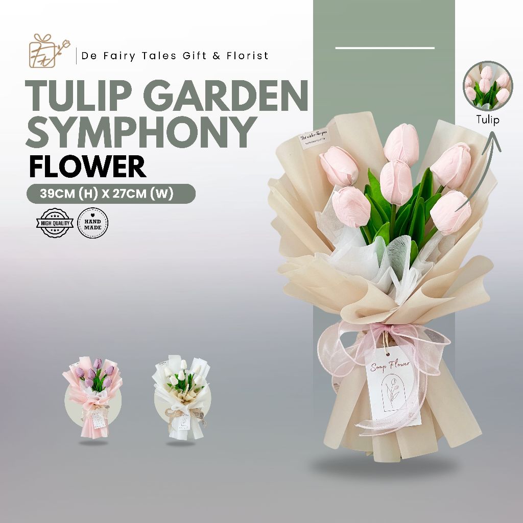 Soap Flower Bouquet Triple Tulip Harmony 1, 3 & 6 stalks Soap Tulip ...