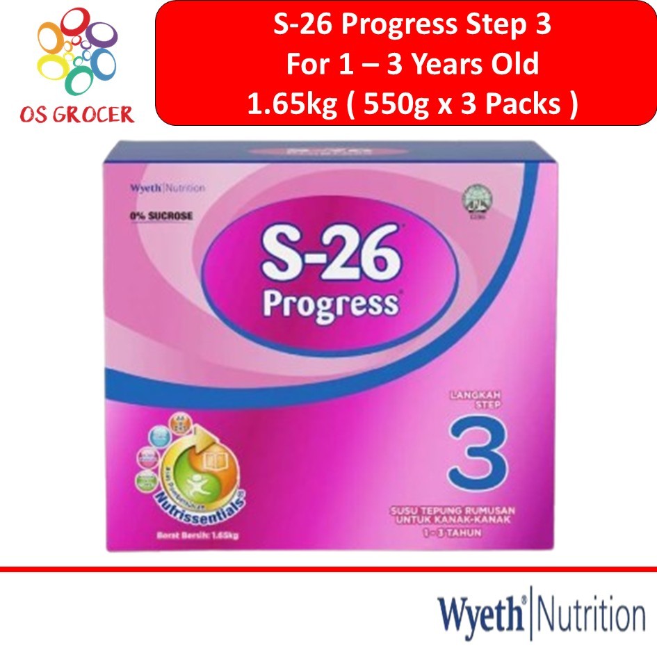 Wyeth S-26 Progress Step 3 For 1-3 Years Old 1.65kg ( 550g x 3 Packs ) | Shopee Malaysia