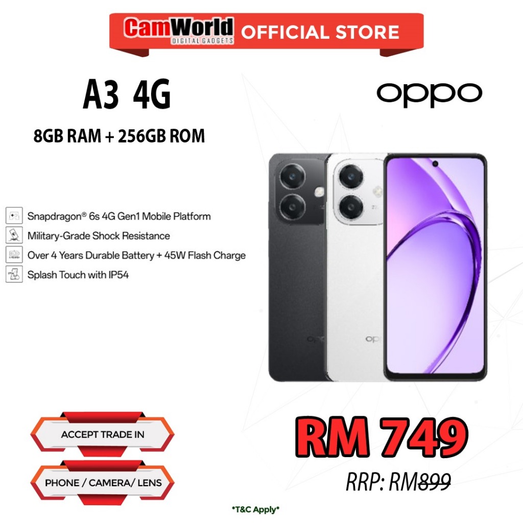 OPPO A3 4G ( 8GB RAM + 256GB ROM ) OPPO MALAYSIA | Shopee Malaysia