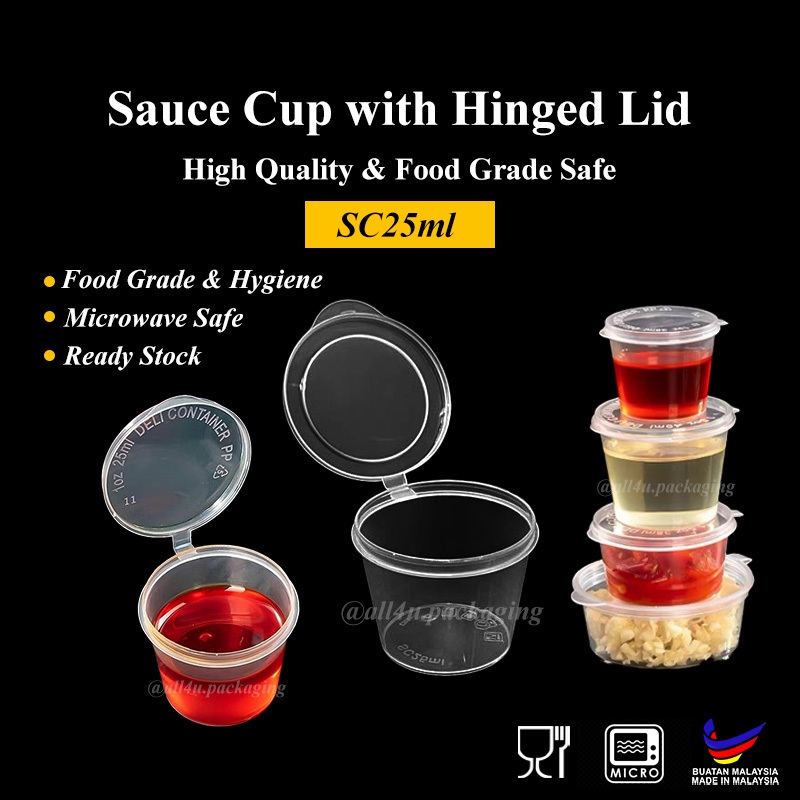 Sauce Container With Lid 25ML Round Disposable Plastic Food Container ...